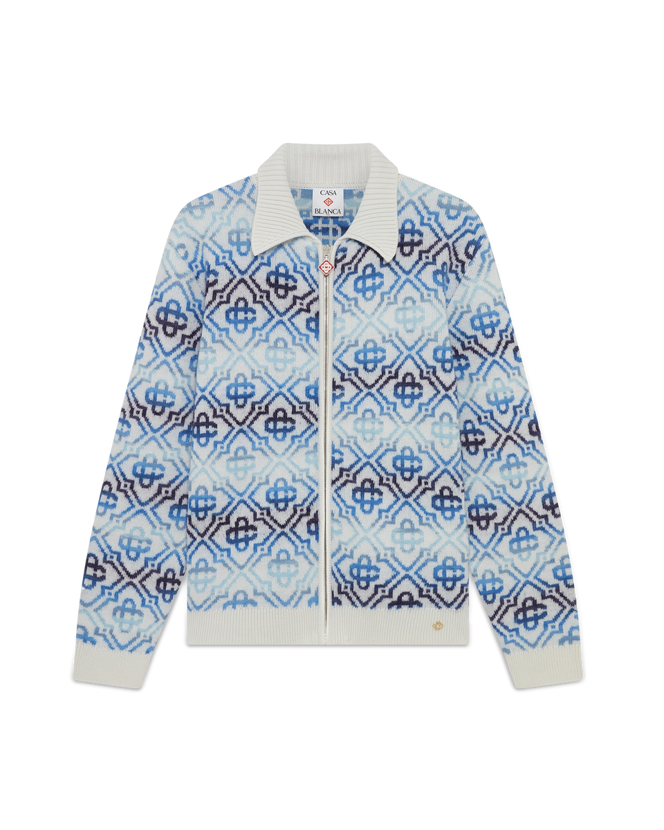 CASABLANCA Space Dye Monogram Long Sleeve Merino Cardigan Men's Appare ...