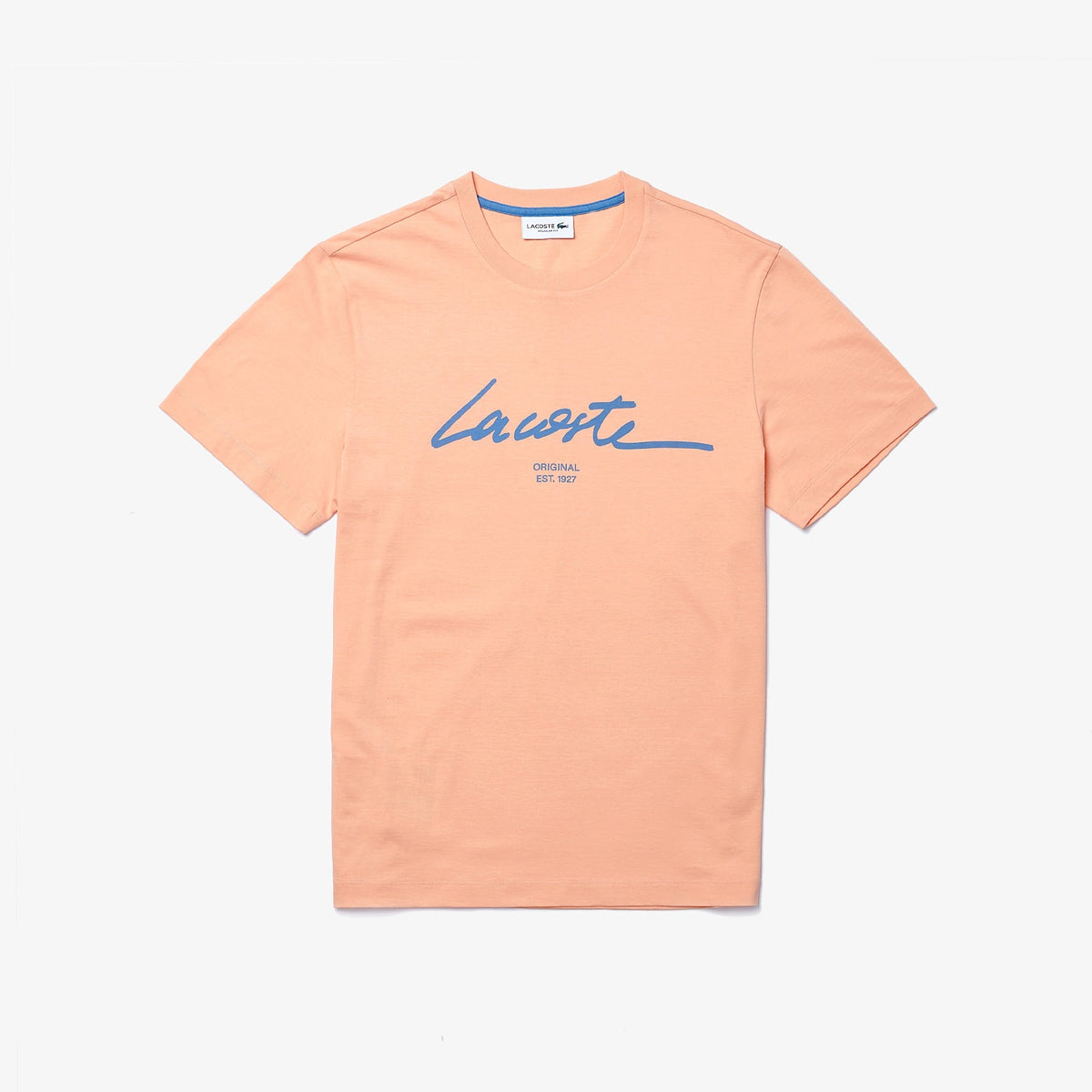 LACOSTE Crew Neck Print Lettering Cotton T-shirt Mens Apparel – ASPHALT
